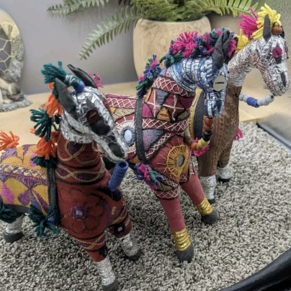 Hand Crafted | Art | 3 Vintage Rajasthani Indian Folk Art Horses ...